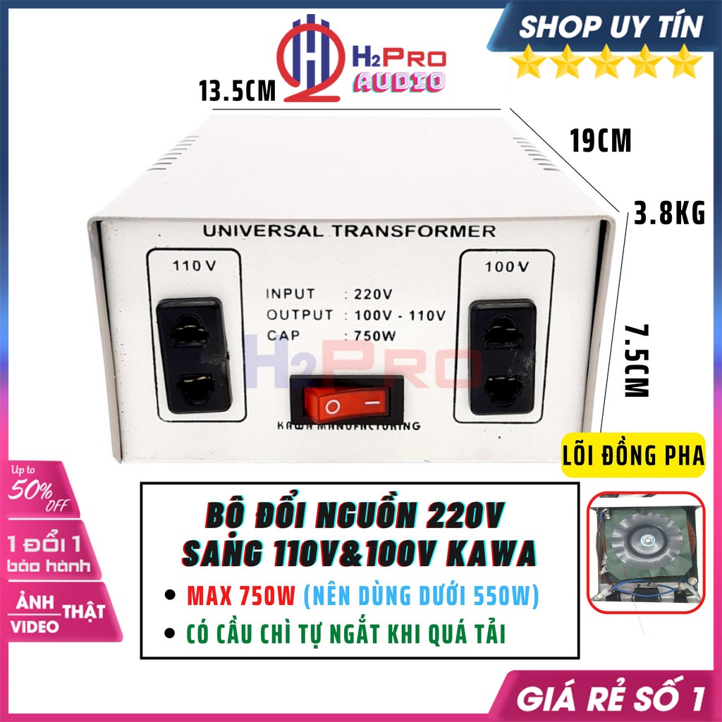 Đổi Nguồn 220V Sang 110V-100V 750W Kawa, Biến Áp 220V Ra 110V Cao Cấp-Dùng Cho Máy Dưới 550W ...
