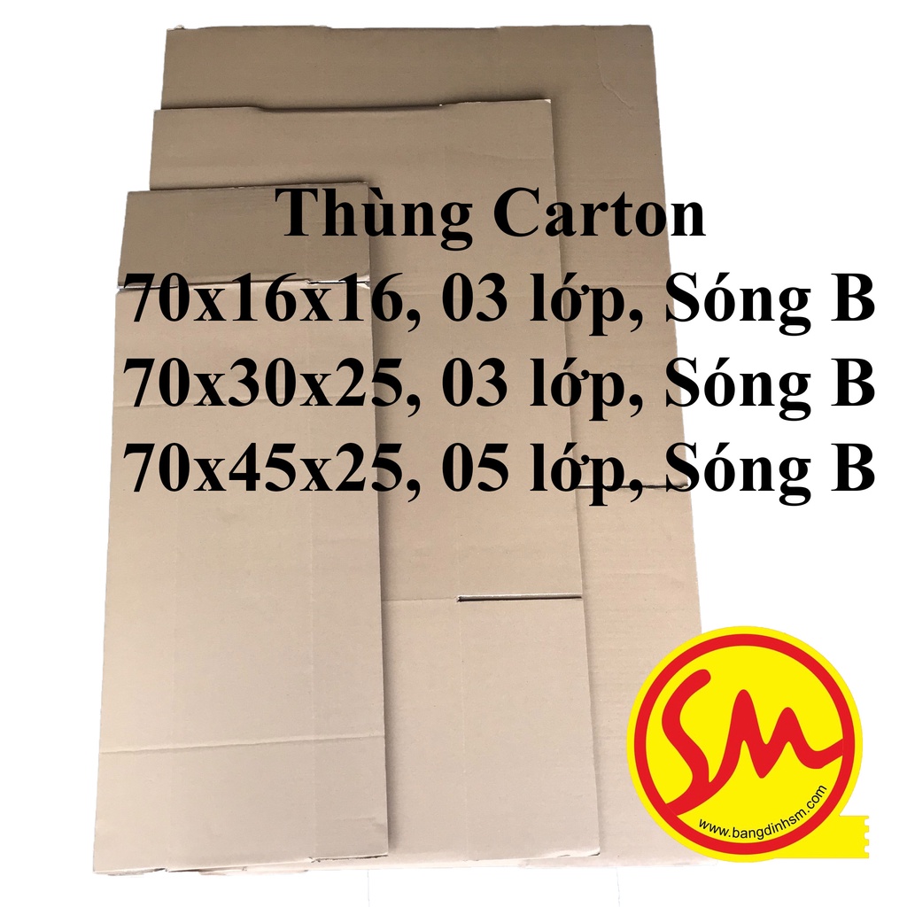 HỘP CARTON, THÙNG CARTON dài 70CM - 3 size - 3 lớp, 05 lớp sóng B ...