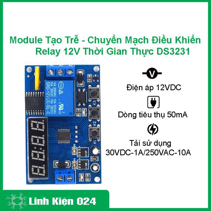 Module Tạo Trễ - Chuyển Mạch Điều Khiển Relay 12V Thời Gian Thực DS3231 ...