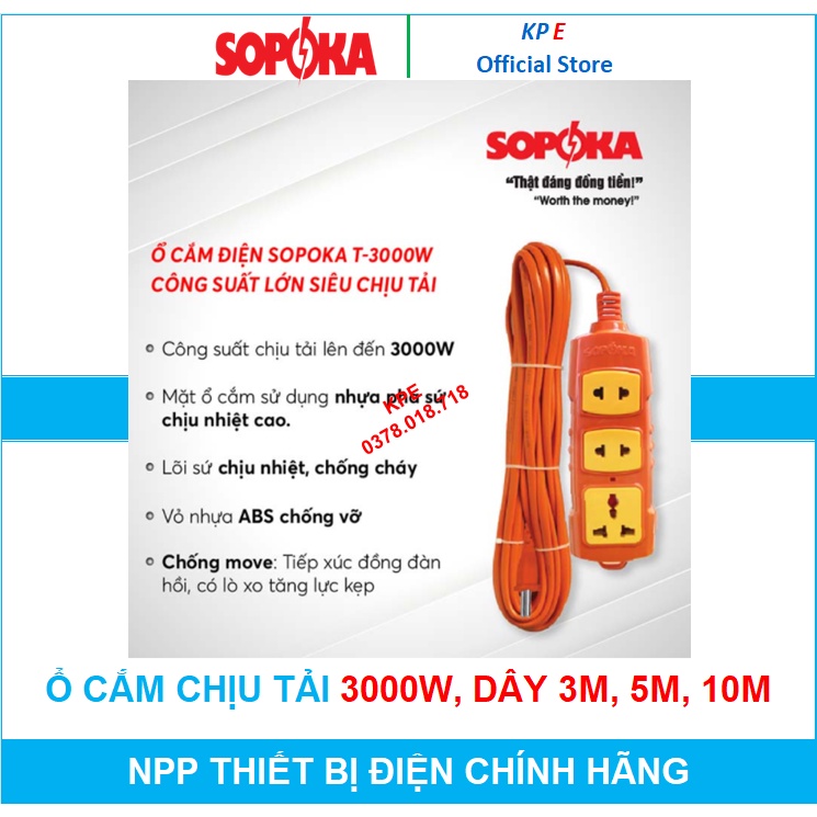 Ổ CẮM ĐIỆN LÕI SỨ CHỐNG CHÁY CHỊU TẢI 3000W SOPOKA CẮM NỒI CƠM ĐIỆN LẨU ...