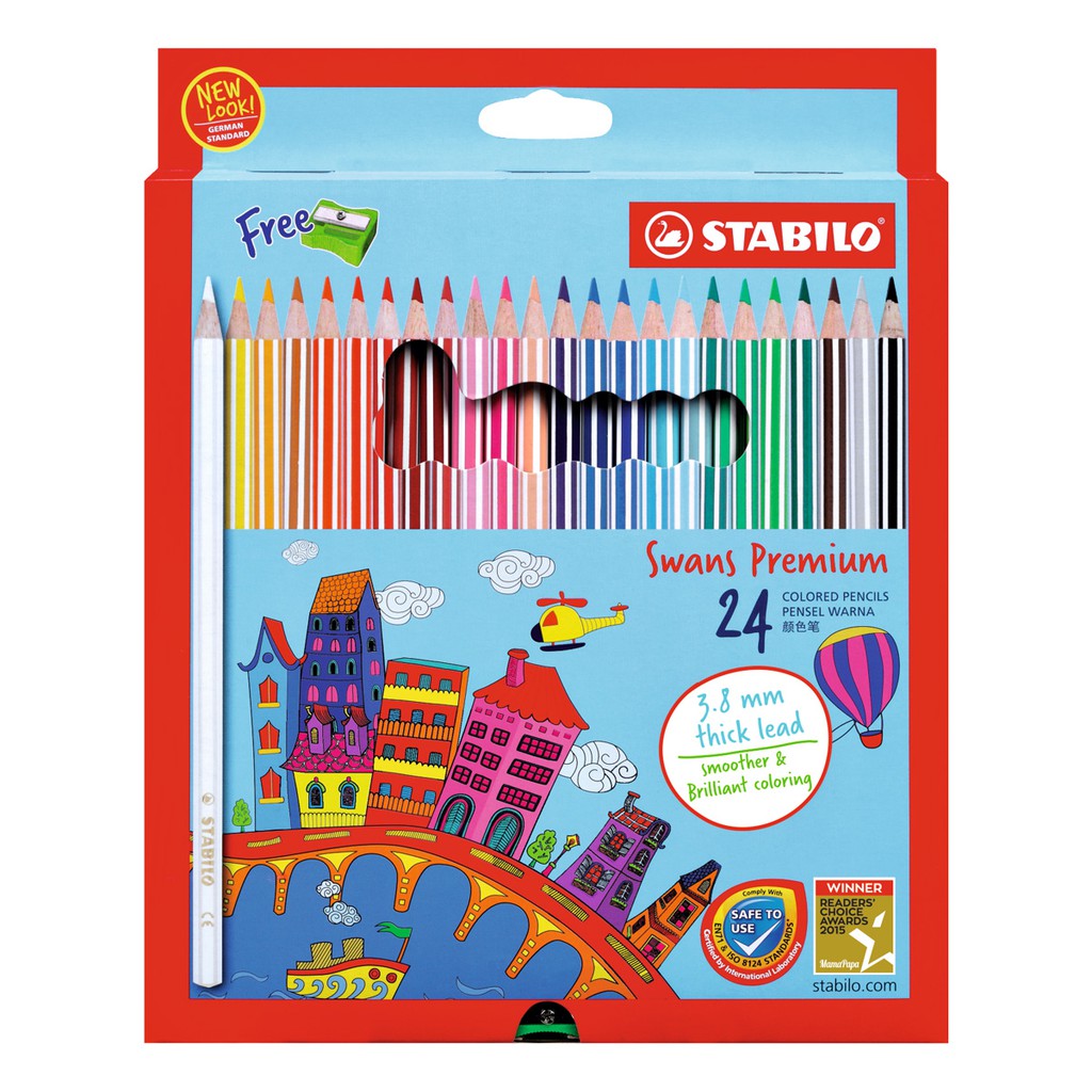 Combo Bút Chì Màu STABILO Swans Premium 3.8mm - Hộp 24 màu (CLP1869-24 ...