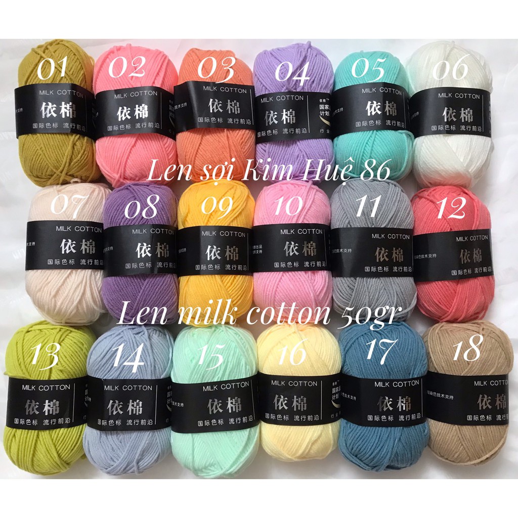 Len milk cotton 50g ( từ màu 01 đến màu 86 ) | Shopee Việt Nam