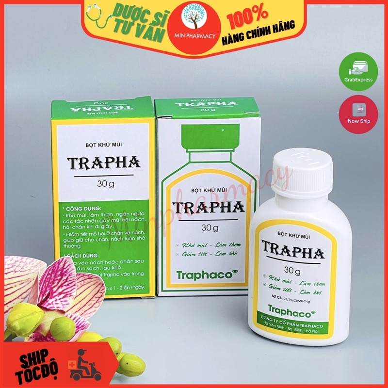 Bột TRAPHA Khử mùi Làm thơm Giảm tiết Làm khô (Chai 30g) - Minpharmacy ...