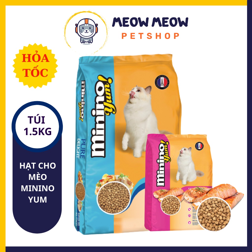 Hạt cho mèo MININO | Túi 1.5KG | Hạt Minino Yum - Thức ăn khô dinh dưỡng cho mèo. | Shopee Việt Nam