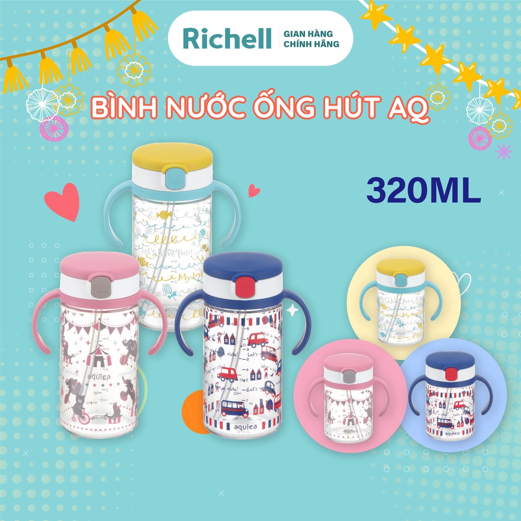 Bình ống hút RICHELL Nhật AQ 320ml chống sặc | Baby | Shopee Việt Nam
