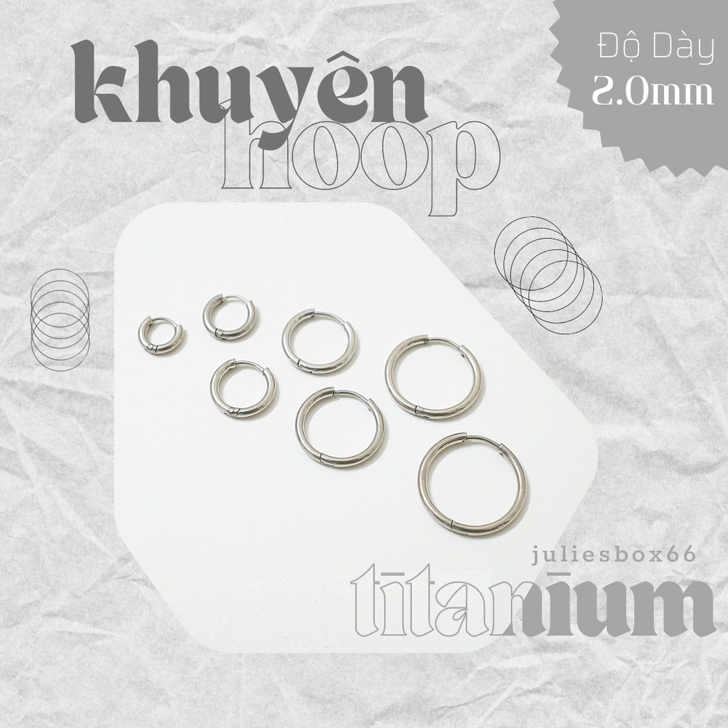 [1 CHIẾC] [BẤM] Khuyên Tai Hoop Tròn Nhiều Size Dày 2MM Xỏ Nam Nữ Hình ...