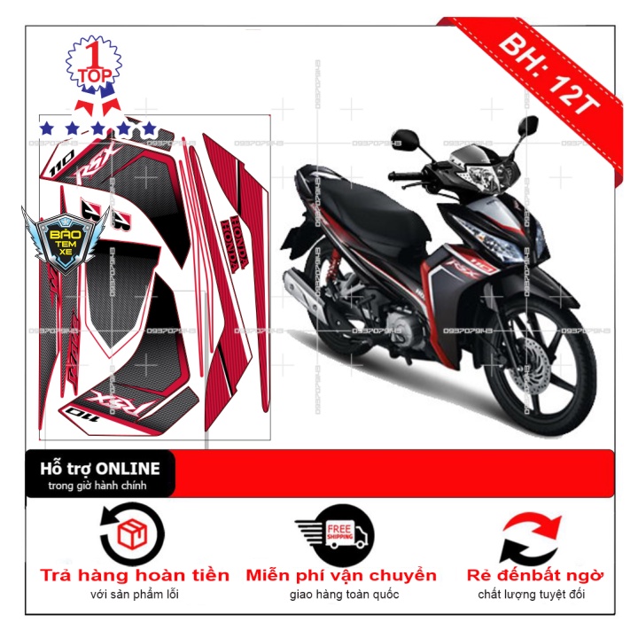 Tem rời dán xe wave RSX 2012 đỏ đen - Bi Decal | Shopee Việt Nam