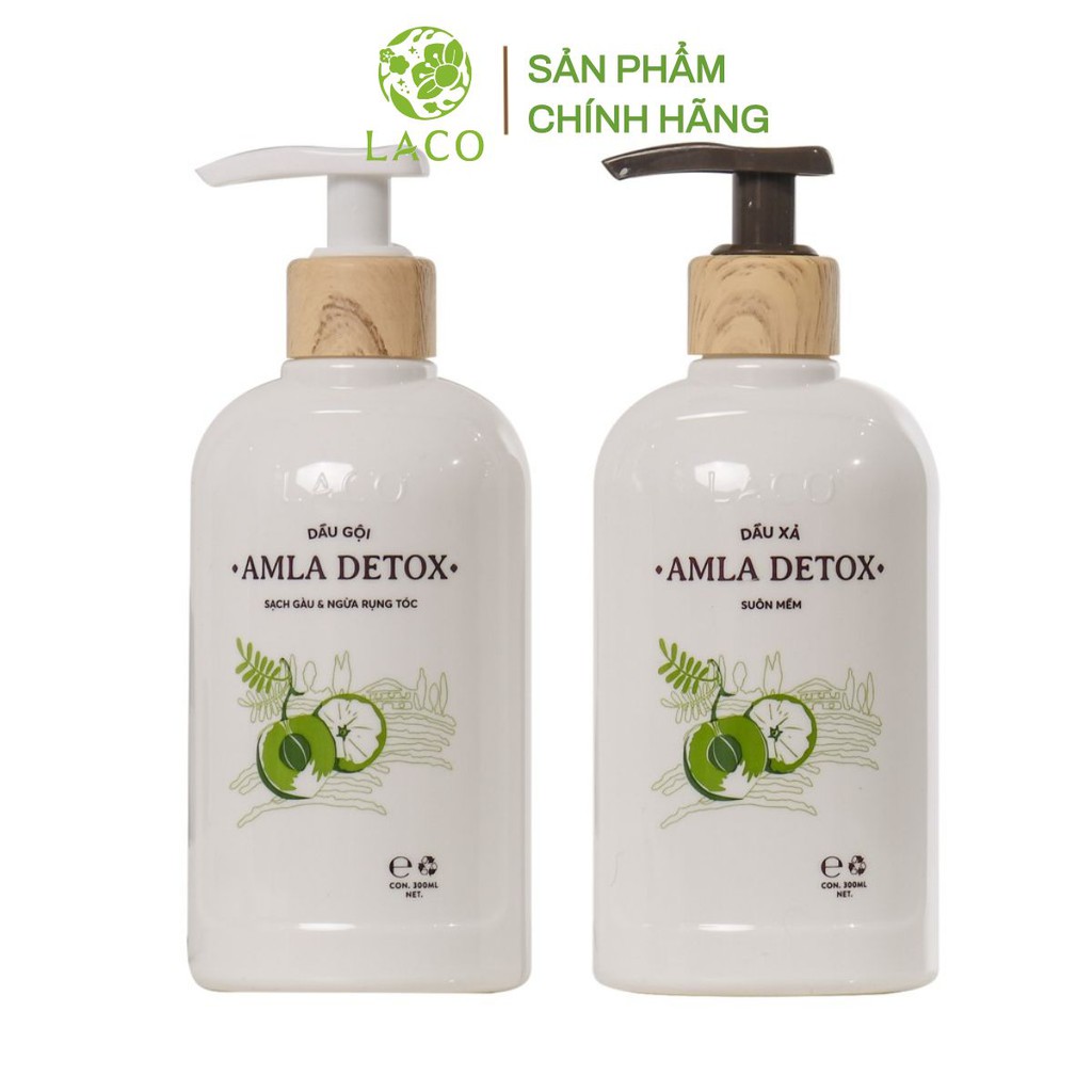 (date T6.2025) Dầu gội và dầu xả Amla Detox LACO 300ml công dụng ngăn r ...