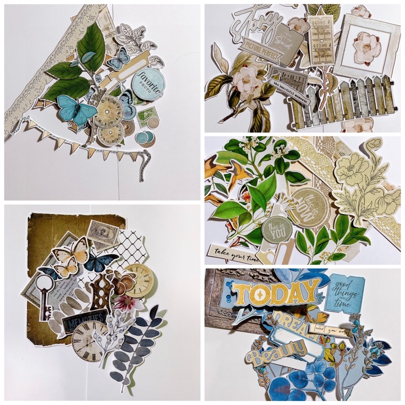 Die cut sticker vintage hoa cổ điền trang trí love box, scrapbook ...