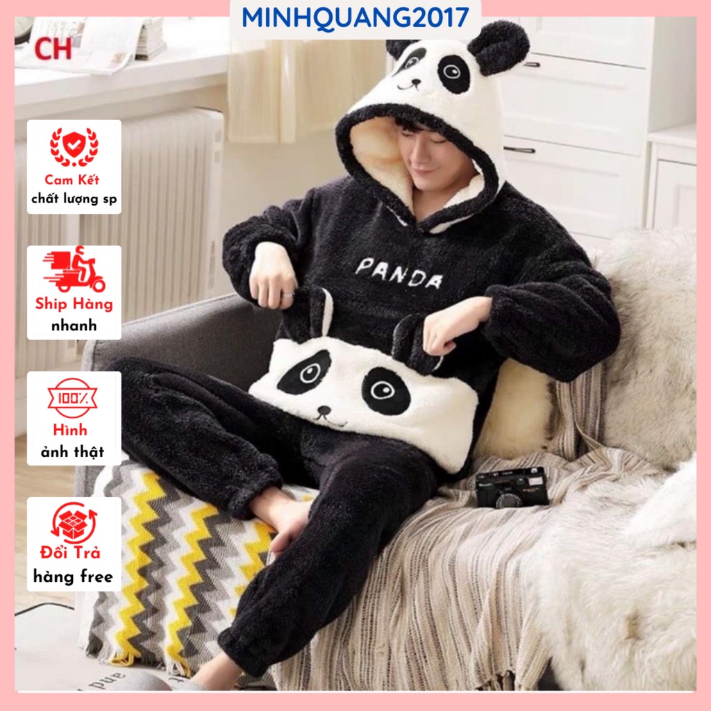 Bộ Đồ Ngủ Lông Cừu Hình Gấu Trúc Pan Da Nam Nữ, Sét Đồ Unisex Lông Cừu ...