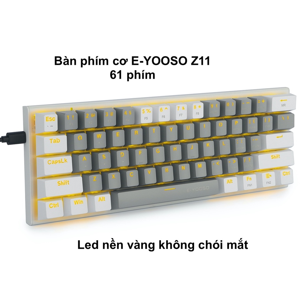 Bàn phím cơ E-YOOSO Z11 60% Mini 61 phím có HOTSWAP, dây cáp type C tháo rời được, nhỏ gọn dễ ...