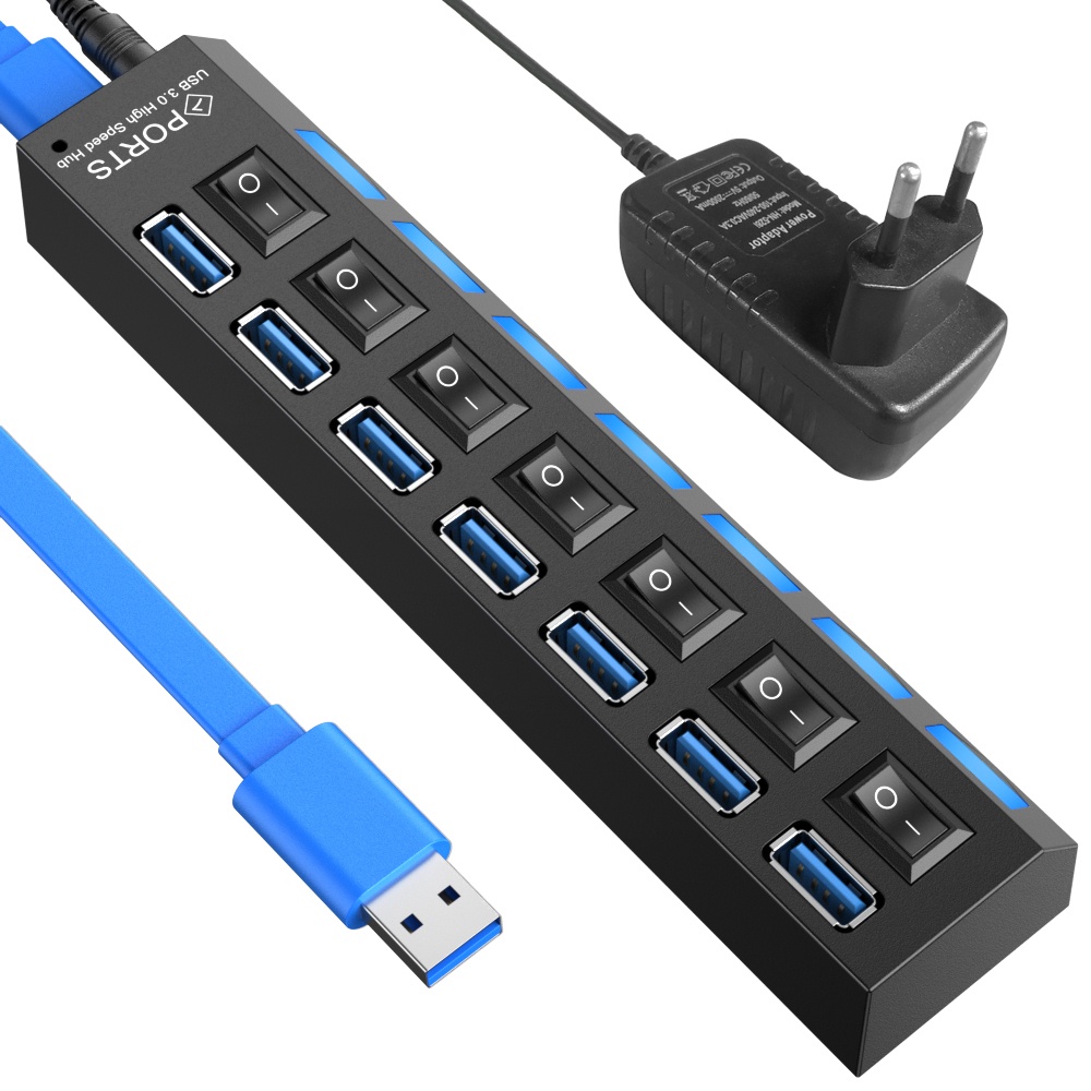 Bộ Chia Nhiều Cổng Usb 3.0 Có Công Tắc Điều Chỉnh Nguồn Điện Usb 2.0 Dành Cho Máy Tính Pc ...