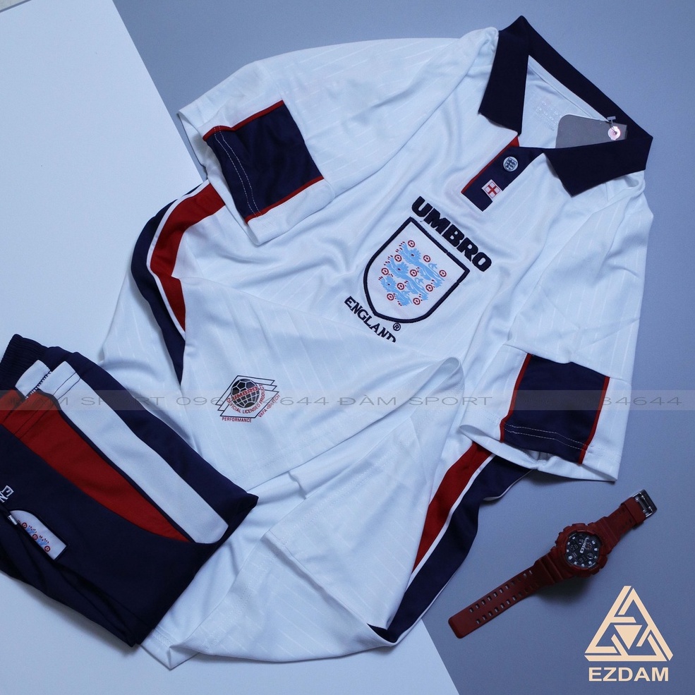 Bộ Áo Đá Bóng Đá Banh Đội Tuyển Anh Trắng Có túi Cổ Ngắn Tay Bản UMBRO CAO CẤP 1998 | Shopee ...