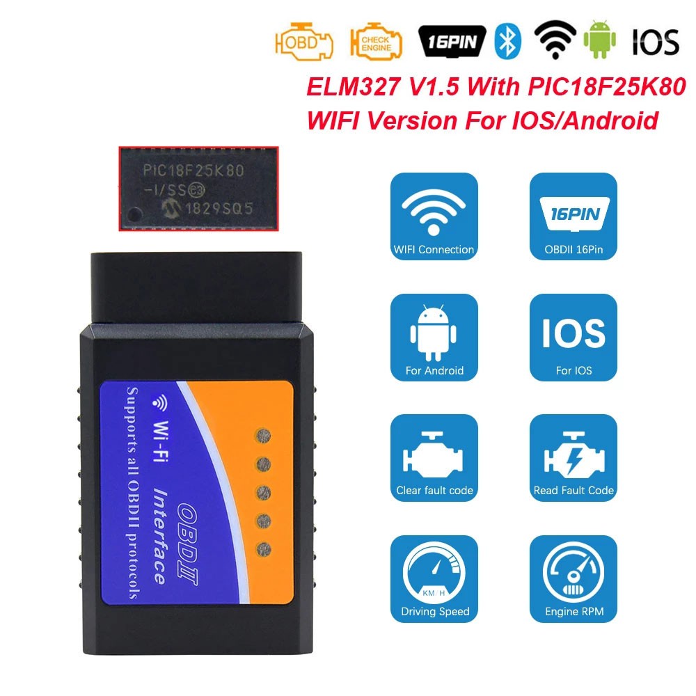 Obd2 elm 327 v1.5 wi-fi pic18f25k80 máy quét elm327 v1.5 wifi odb2 cho ...