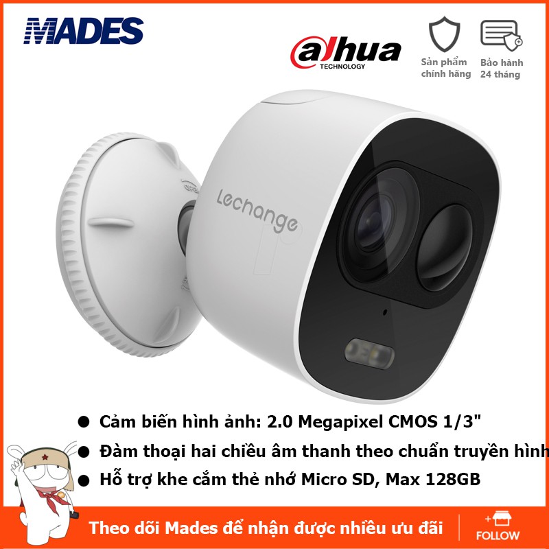 Camera IP Wifi 2MP DAHUA LECHANGE DH-IPC-C26EP Báo động, Âm thanh 2 ...