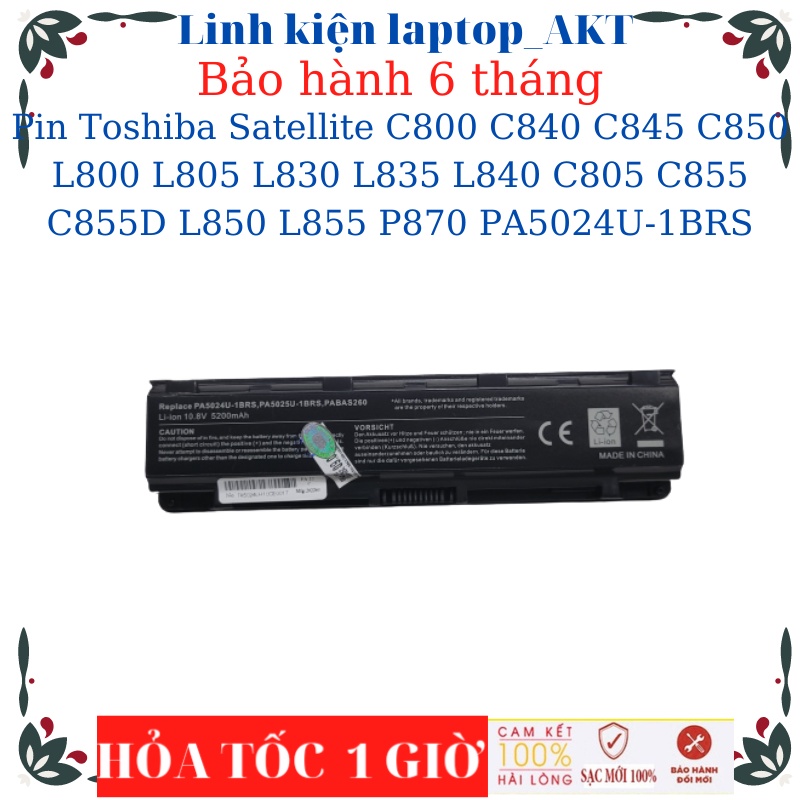 Pin Laptop Toshiba Satellite C800 C840 C845 C850 L800 L805 L830 L835 L840 C805 C855 C855D L850 ...