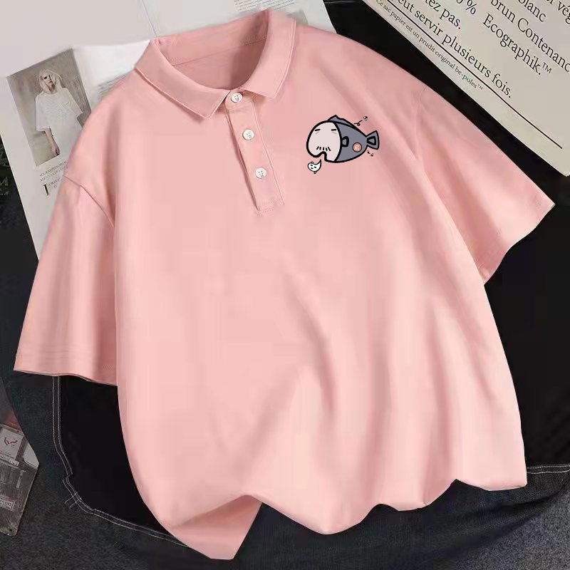 Áo Thun Polo Nam Nữ Form Rộng Chất Cotton Mềm Mát In Hình Chú Cá Đuối Cực Dễ Thương Phong Cách ...