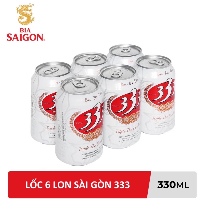 LỐC 6 LON BIA 333 SABECO 330ML | Shopee Việt Nam