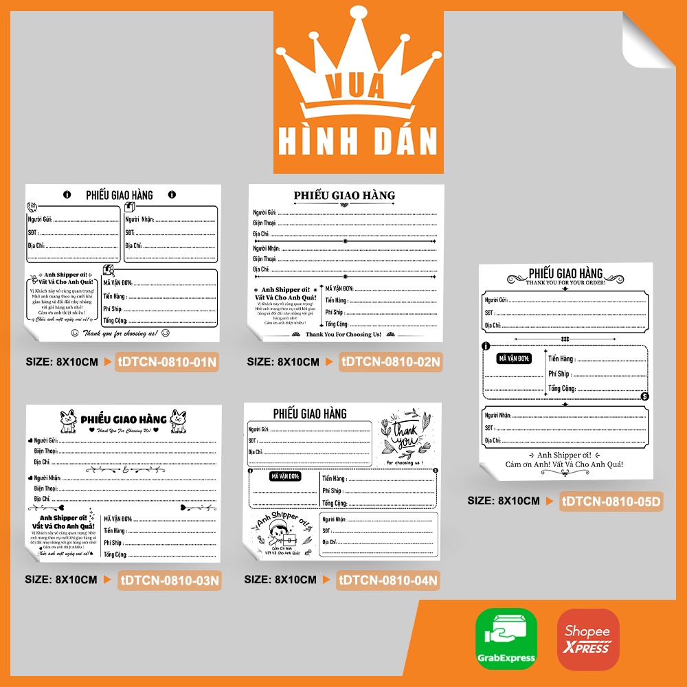 Set 50/100 phiếu giao hàng kèm lời nhắn gửi anh shipper (8x10 cm) - tem ...