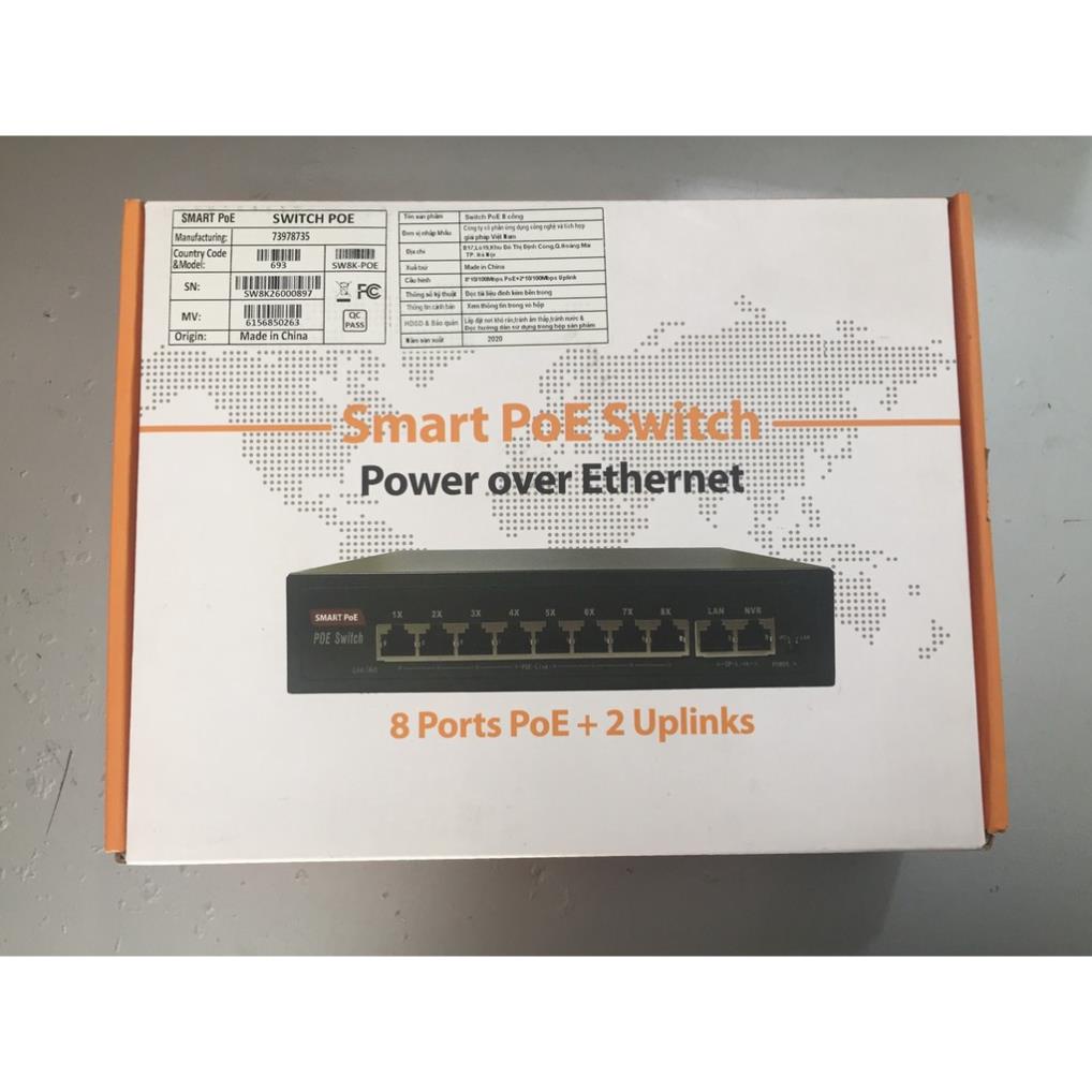 Switch POE 8+2 Port Smart (bộ chia mạng PoE 8 cổng, 2 cổng uplink) hàng ...