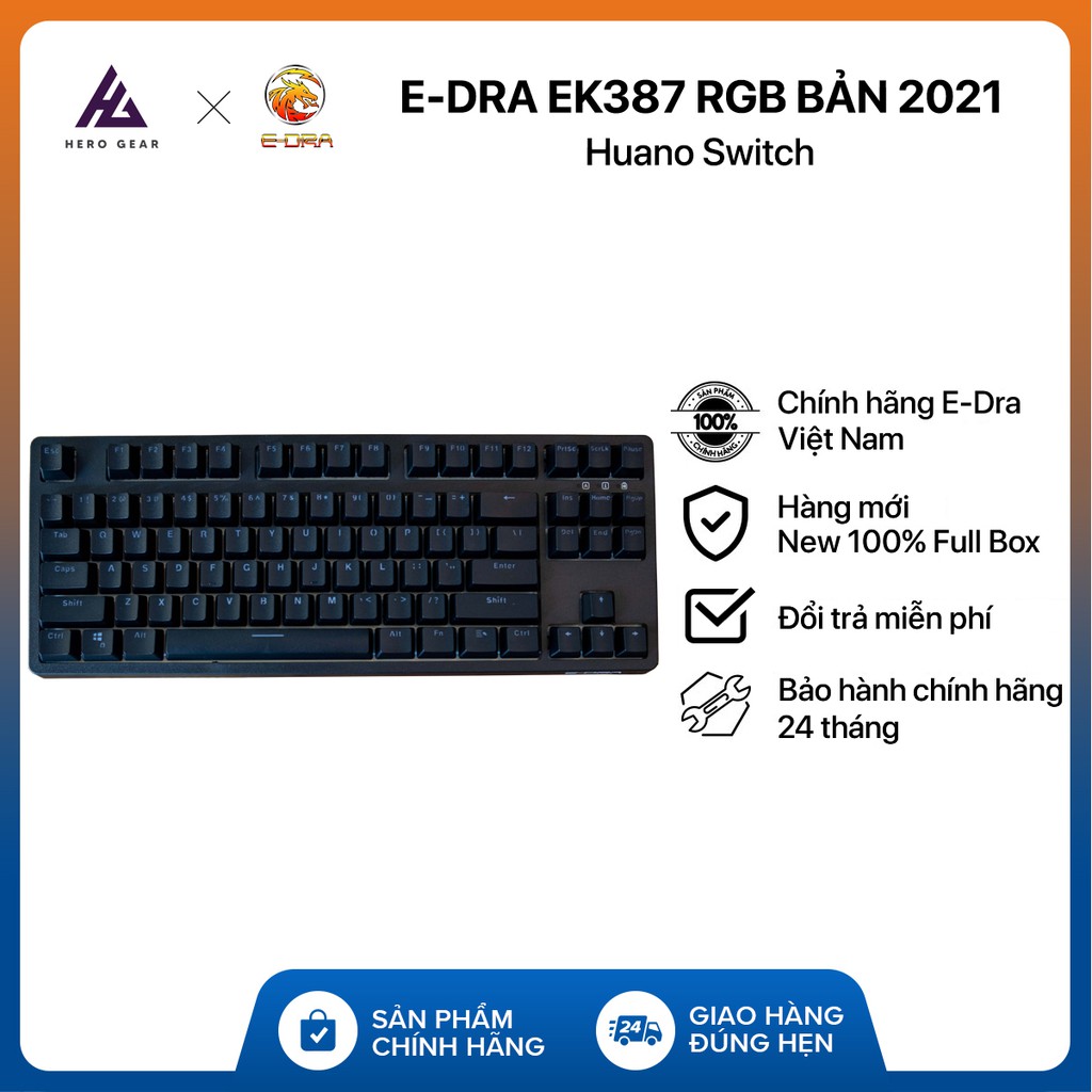 Bàn phím cơ EDRA EK387 RGB Phiên bản 2021 - Huano Switch - Kết nối USB ...