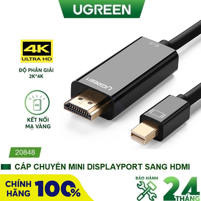 Cáp Mini Displayport to HDMI 1.5M (đen) Ugreen 20848 | Shopee Việt Nam