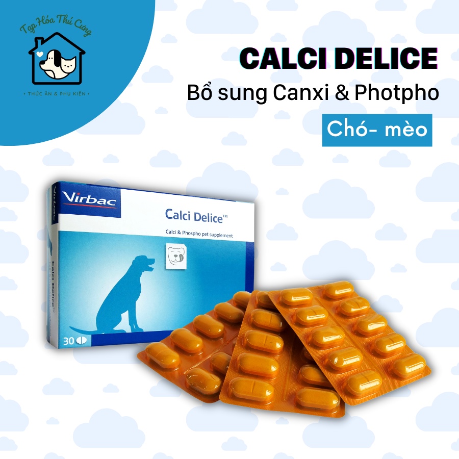 Calci delice Virbac bổ sung canxi cho chó mèo chính hãng hộp 30 viên | Shopee Việt Nam