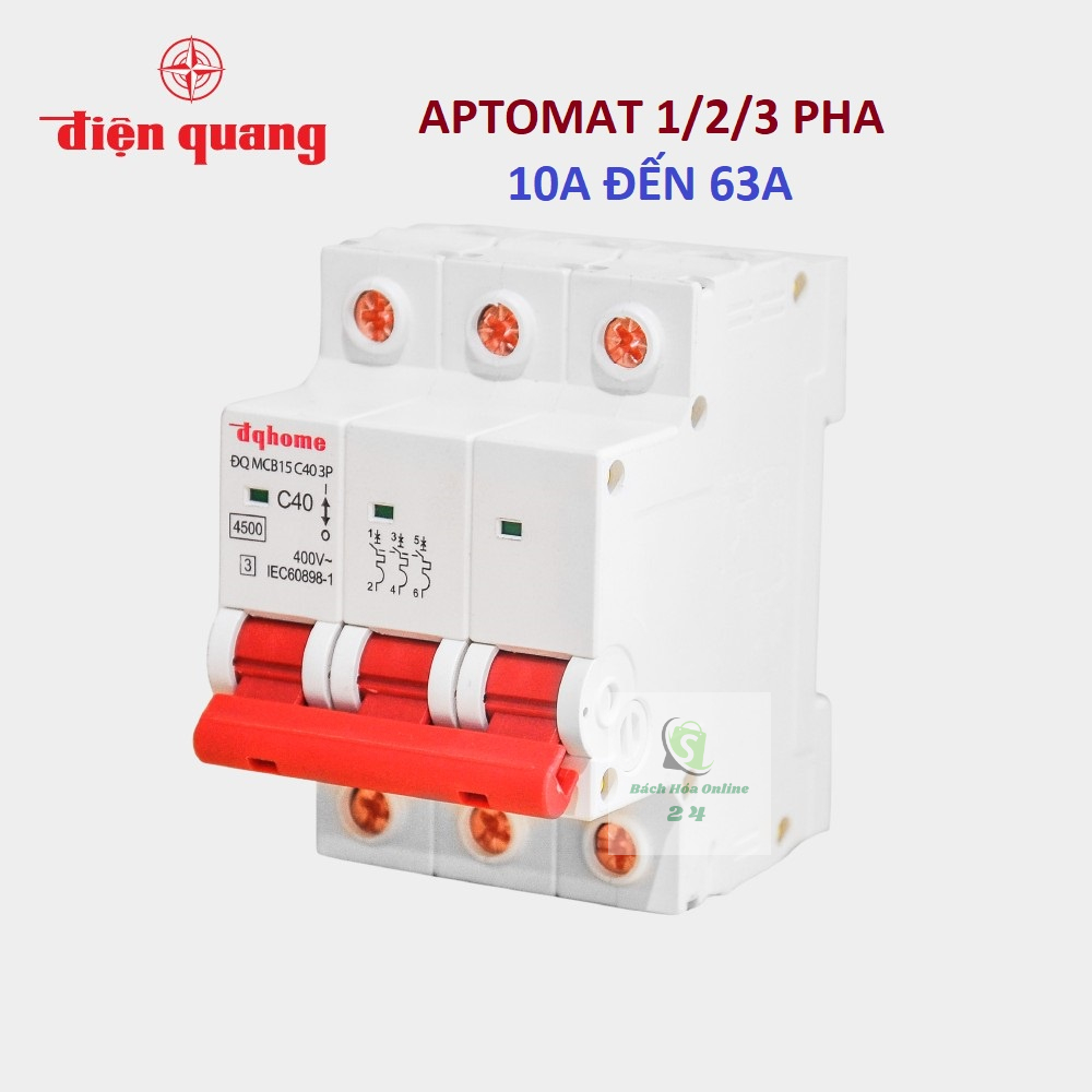Cầu dao tự động DQHome 1/2/3 cực - 10A đến 63A - Aptomat 1 pha - 2 pha -3 pha chính hãng Điện ...