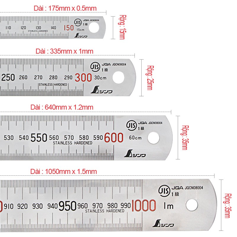 Thước lá inox Shinwa Nhật Bản (600-1000mm) | Shopee Việt Nam
