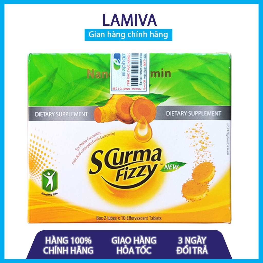 Viên sủi nghệ Nano Curcumin Scurma Fizzy giảm đau chống trào ngược dạ ...