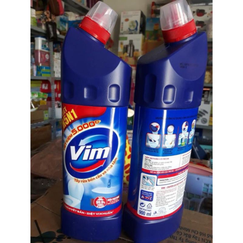Combo 2 chai Vim Tẩy toilet nhà tắm Bồn cầu 880ml Tặng nước xả vải Thái ...