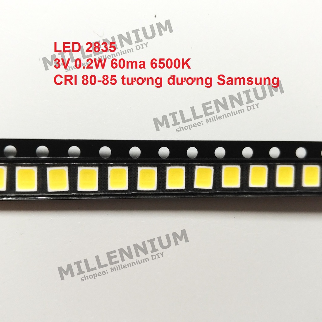 Chip LED 2835 3V 0.2W 0.5W Trắng - Vàng 6500K-3000K CRI 80 90 xịn tương ...