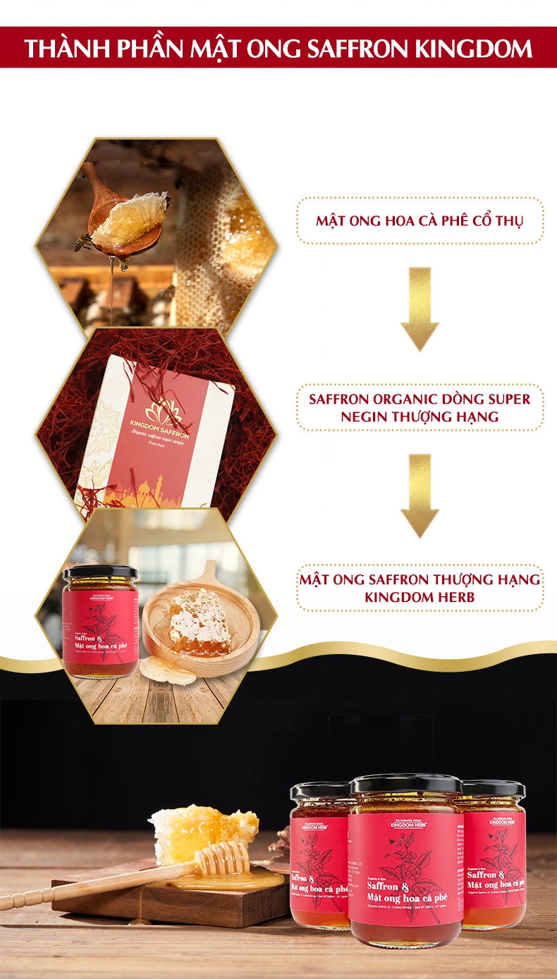 Mật ong ngâm saffron Kingdom Herb chính hãng, nhụy hoa nghệ tây mật ong ...