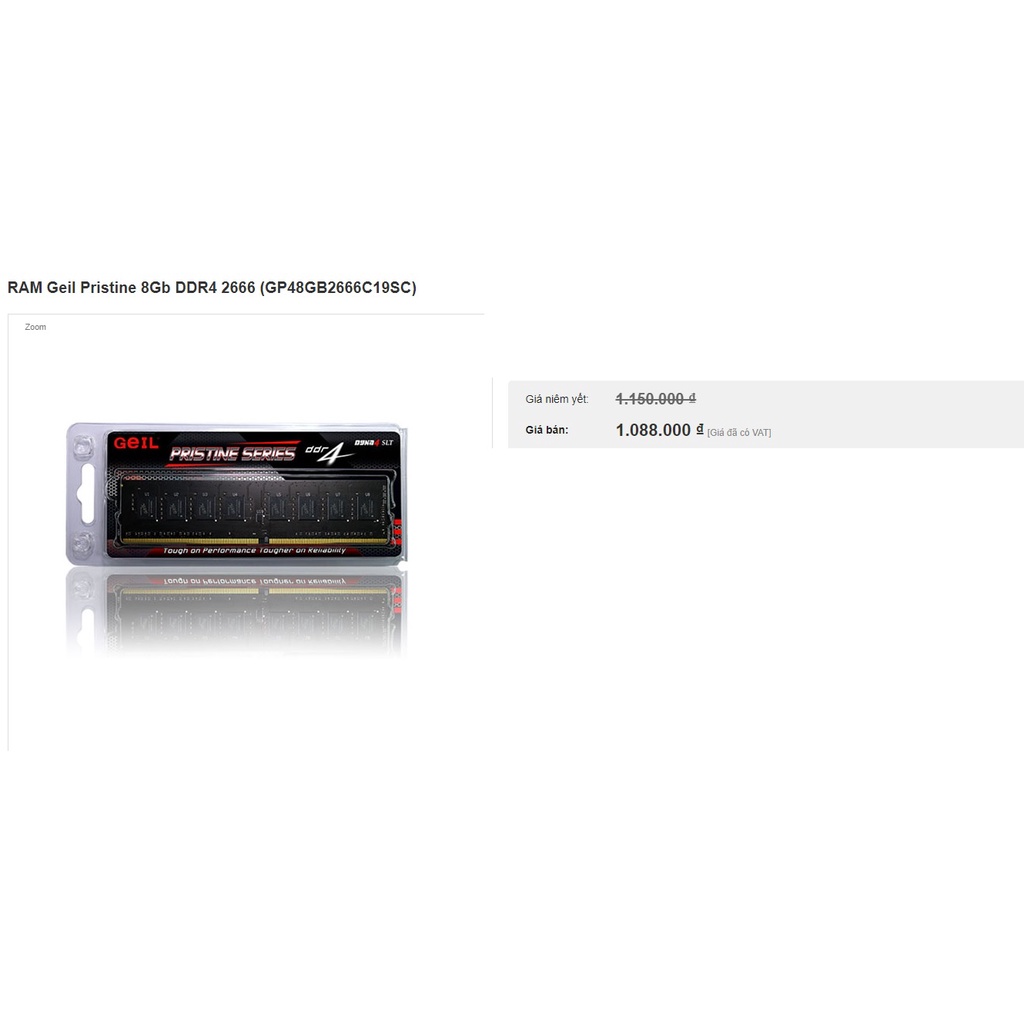 Ram DDR4 Geil Pristine 2x8gb bus 2666 thanh có tản nhiệt | Shopee Việt Nam