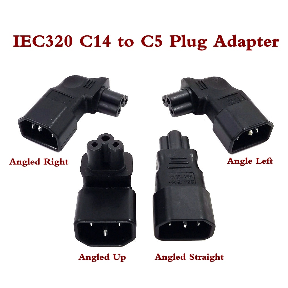 Bộ chuyển đổi nguồn IEC320 C5, Đầu nối góc IEC C14 Nam sang C5 Lên ...