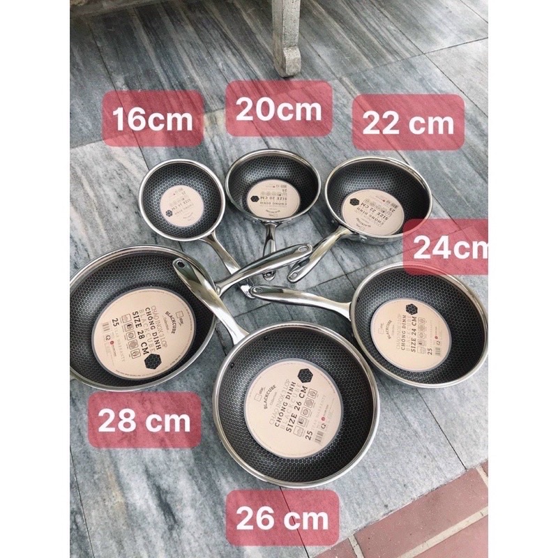 [CHÍNH HÃNG ] Chảo chống dính cao cấp BLACKCUBE FIVESTAR 3 lớp (16cm/20cm/22cm/24cm/26cm/28cm ...