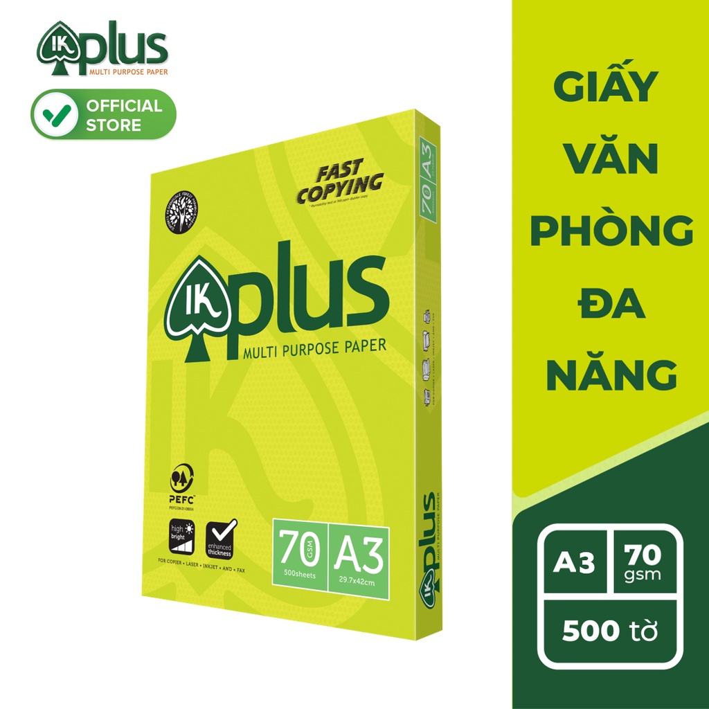[Có VAT] Giấy IK PLUS A3 70gsm - Giấy in văn phòng - Hàng chính hãng | Shopee Việt Nam