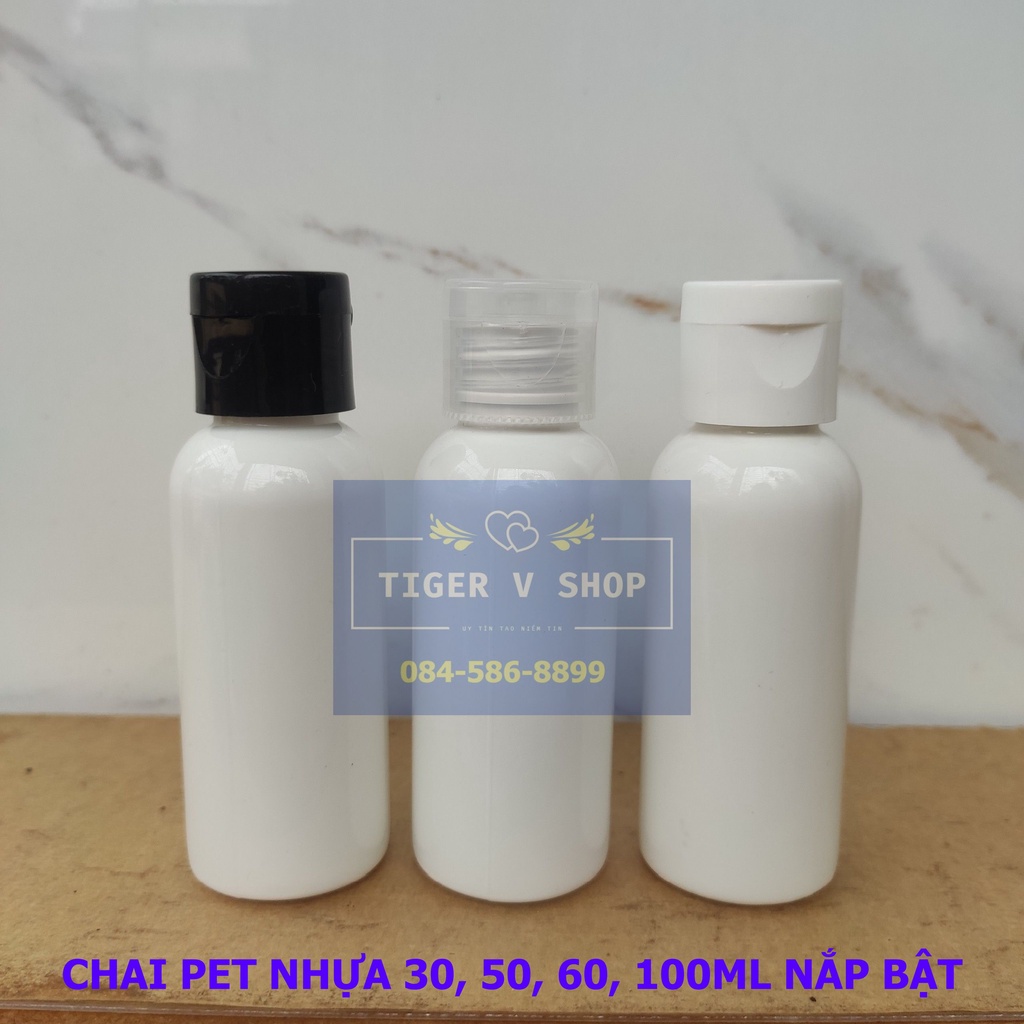 Chai pet nhựa 30ml, 50ml, 60ml, 100ml + nắp bật các màu | Shopee Việt Nam