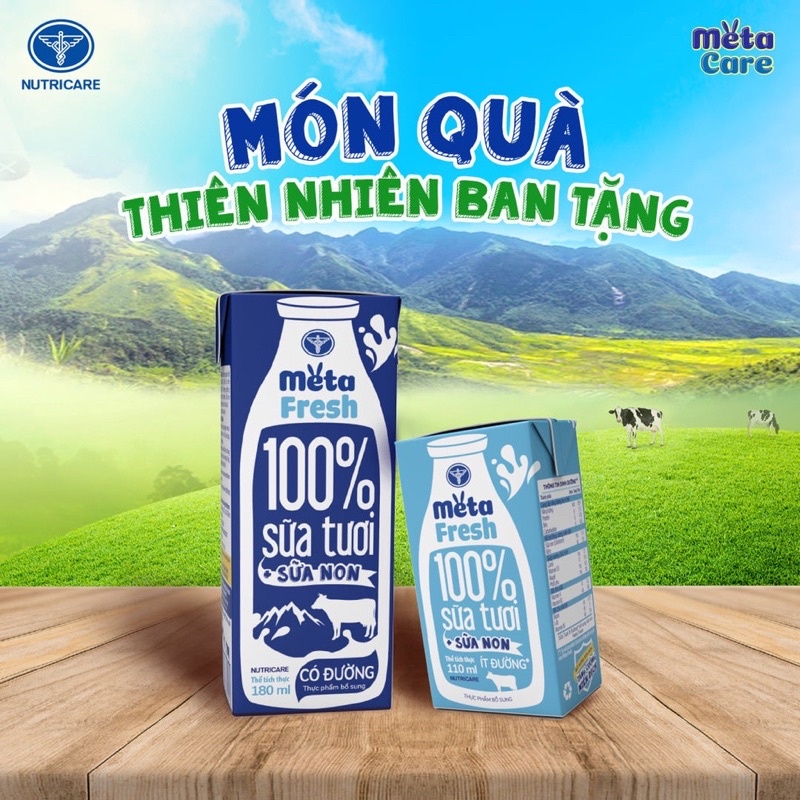 Thùng sữa tươi chứa sữa non Nutricare Meta FRESH có đường 180ml*48 hộp ...