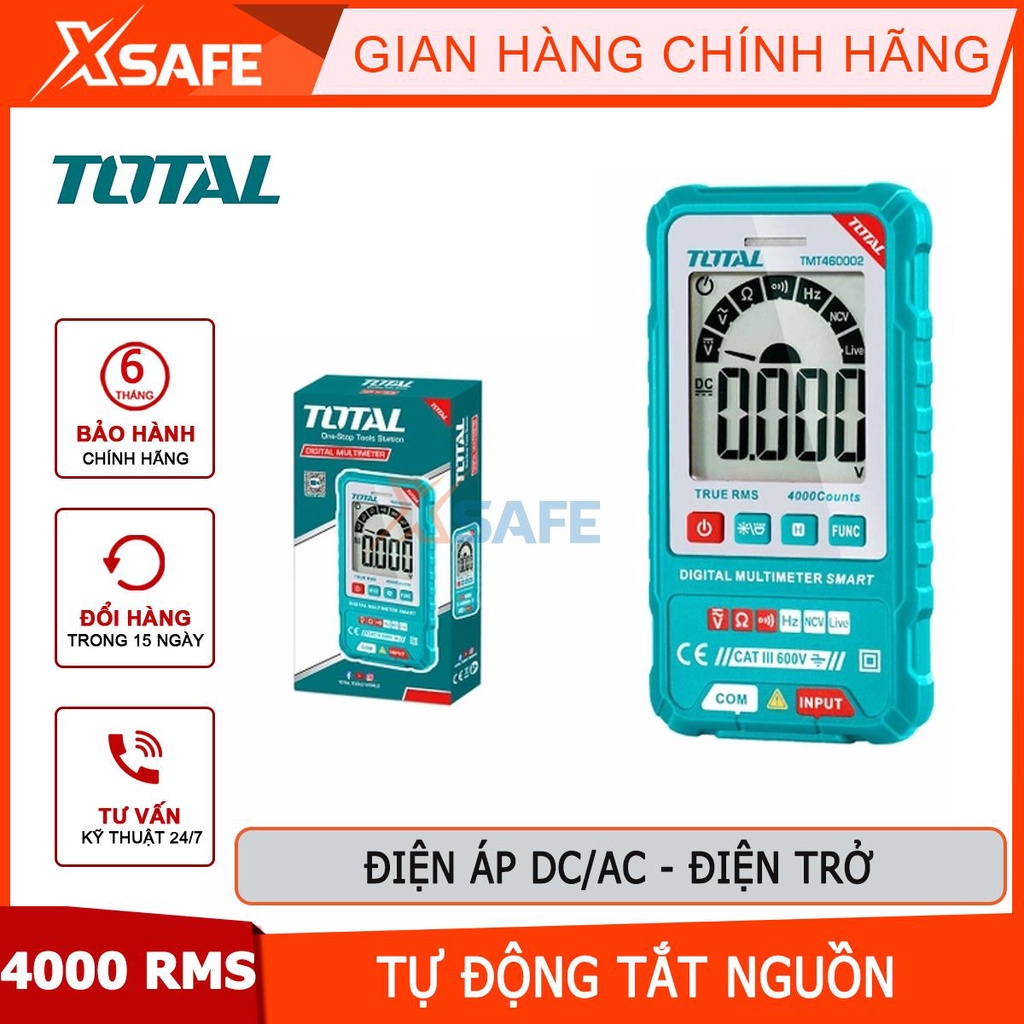 Đồng hồ đo điện vạn năng AC DC TOTAL TMT460002 4000 số đếm, kìm đo dòng ...