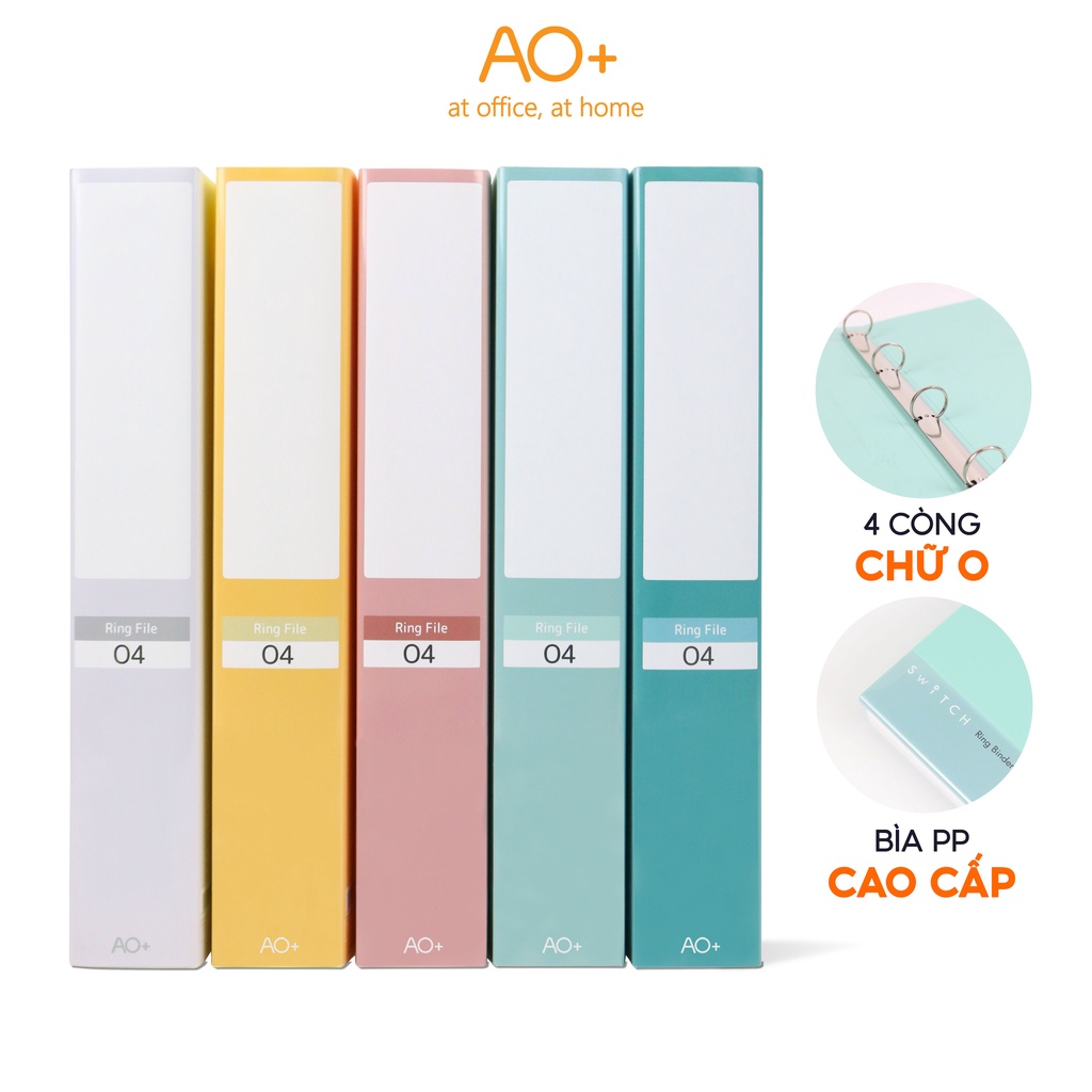 Bìa Còng O4 Switch ON AO+, Nhựa PP/ A4, 4 Nhẫn O (25/35/50 mm) | Shopee Việt Nam