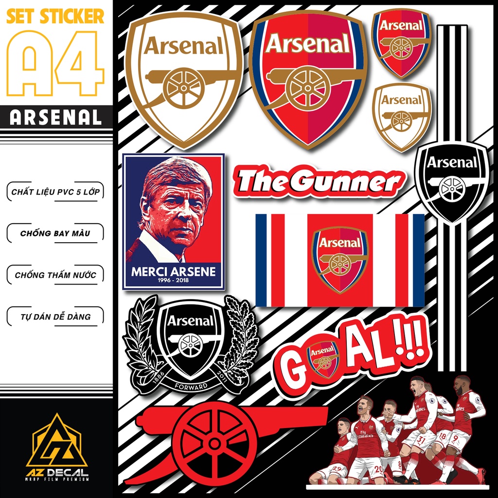 Hình Dán Sticker Clb Arsenal Dán Tem Xe, Dán Nón, Điện Thoại, Laptop ...