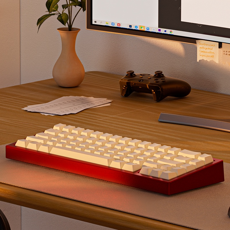 Bộ Kit bàn phím cơ Ajazz AC067, case nhôm, Gasket mount, 3 chế độ kết ...