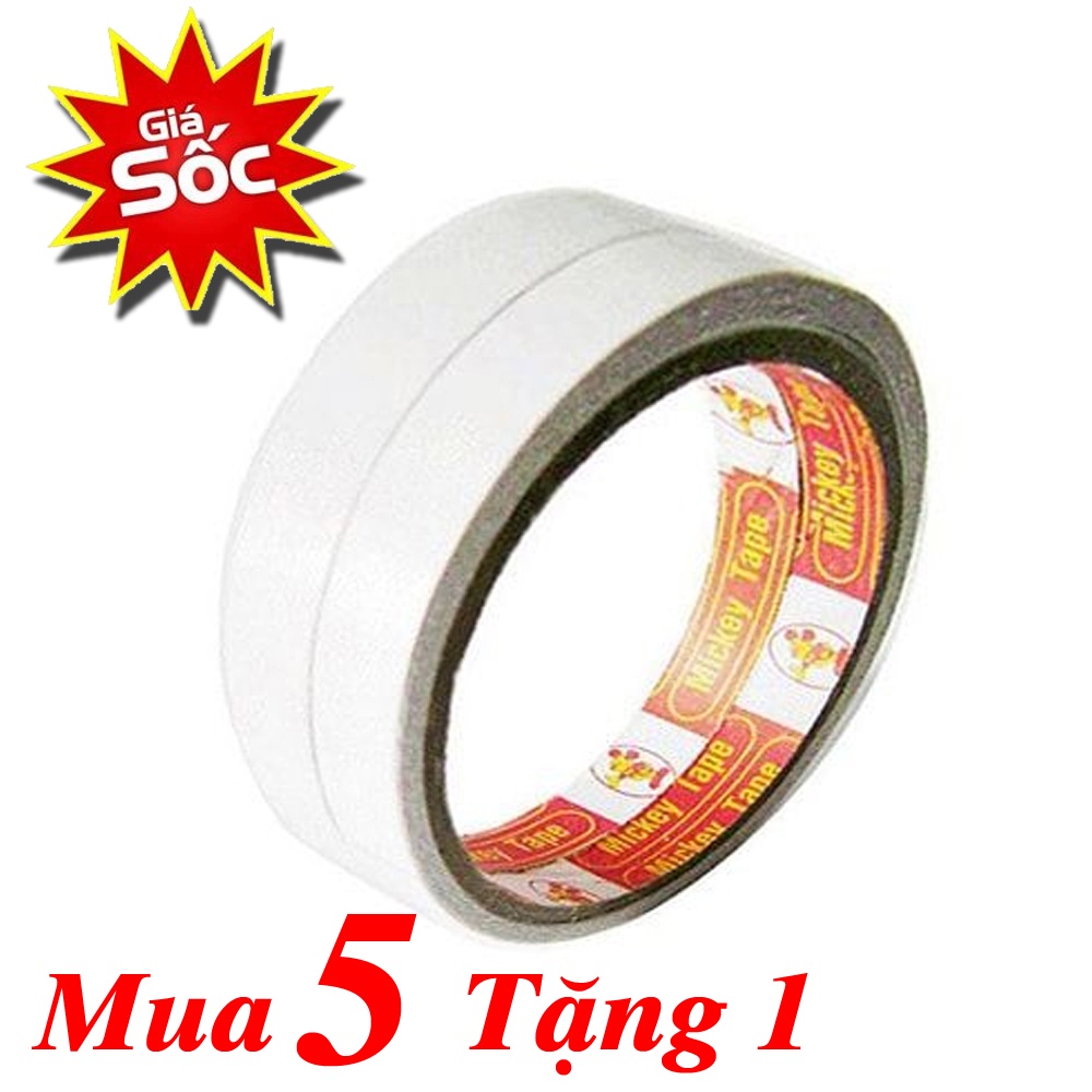 Set 5 Cuộn Băng Dính 2 Mặt Bản 2cm Lõi Mickey Tape - Siêu Bền Chất Liệu ...