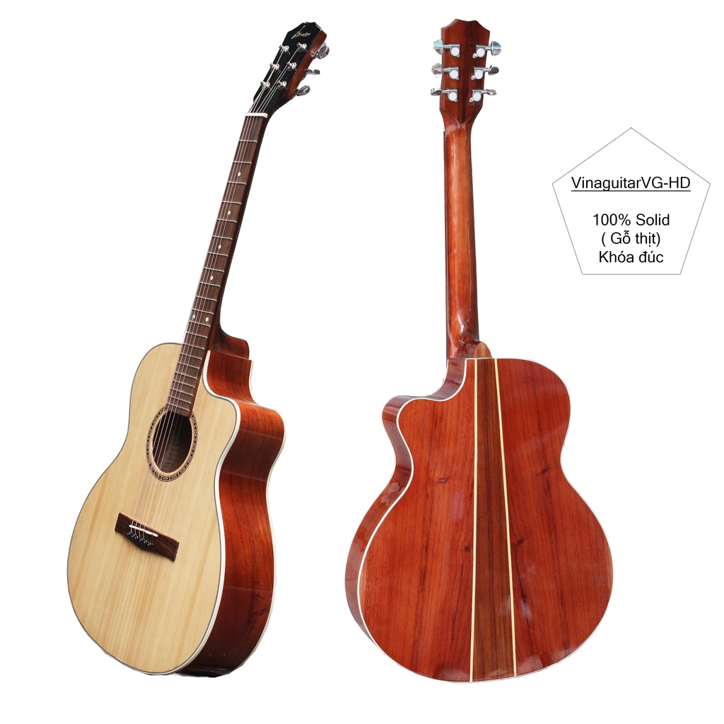 Đàn guitar acoustic gỗ thịt VGHD Hồng Đào FULL SOLID Gỗ Thịt 100% có EQ ...
