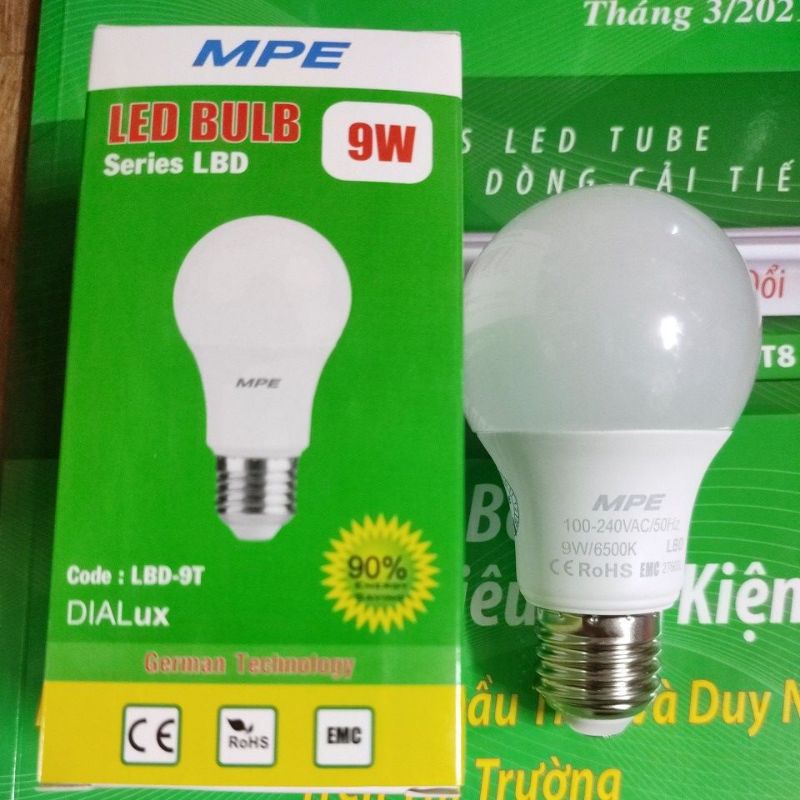 Bóng LED Bulb MPE/Bóng LED tròn MPE (3W,5W,9W,12W,15W) TRẮNG-VÀNG bảo ...