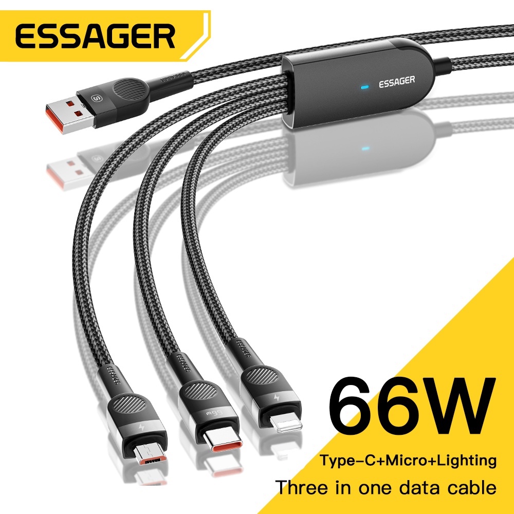 Dây Cáp Sạc usb Loại c 3 Trong 1 essager 66w 66w Cho Điện Thoại ip 13 ...