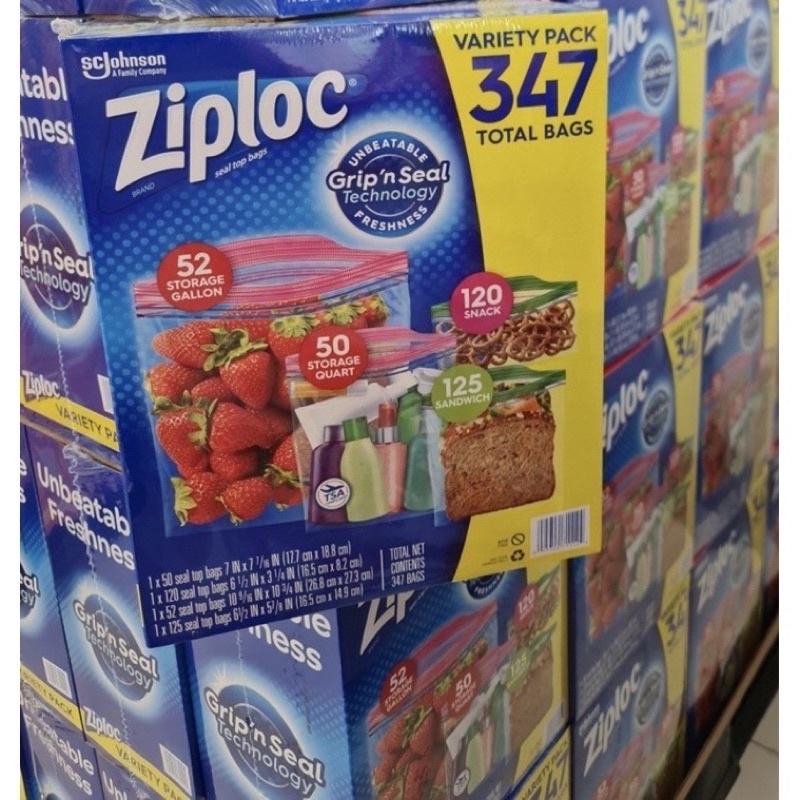 TÚI ZIPLOC ĐỰNG THỰC PHẨM CỦA MỸ ZIPLOC VARIETY PACK 347 TOTAL BAGS MỸ, 166 , 580, 152 ,216 túi ...