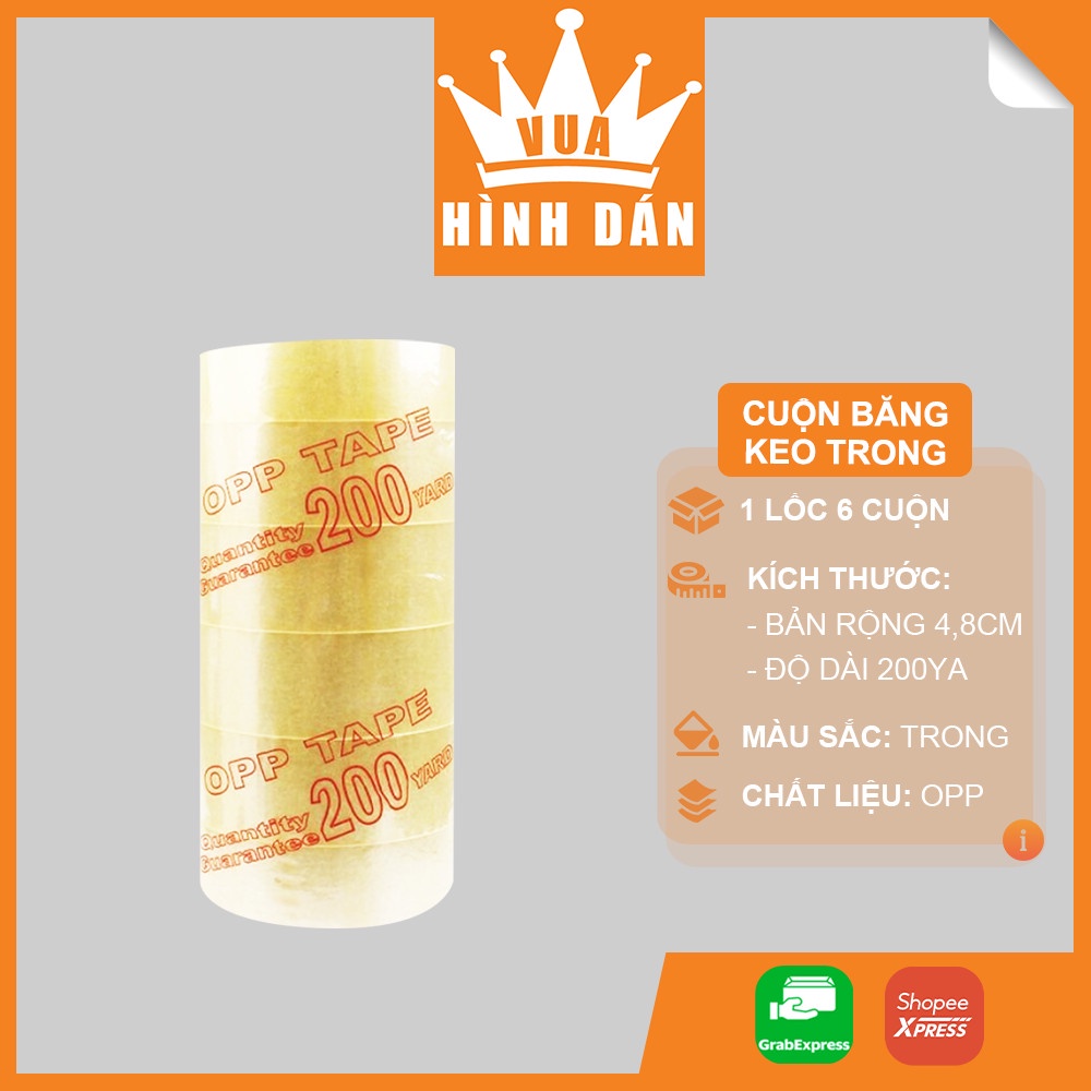 [Toàn quốc] [Lốc 6 cuộn] BĂNG KEO TRONG, BĂNG KEO OPP - LOẠI 1 CÂY 2 KG 6 CUỘN 48MM * 200YARD ...