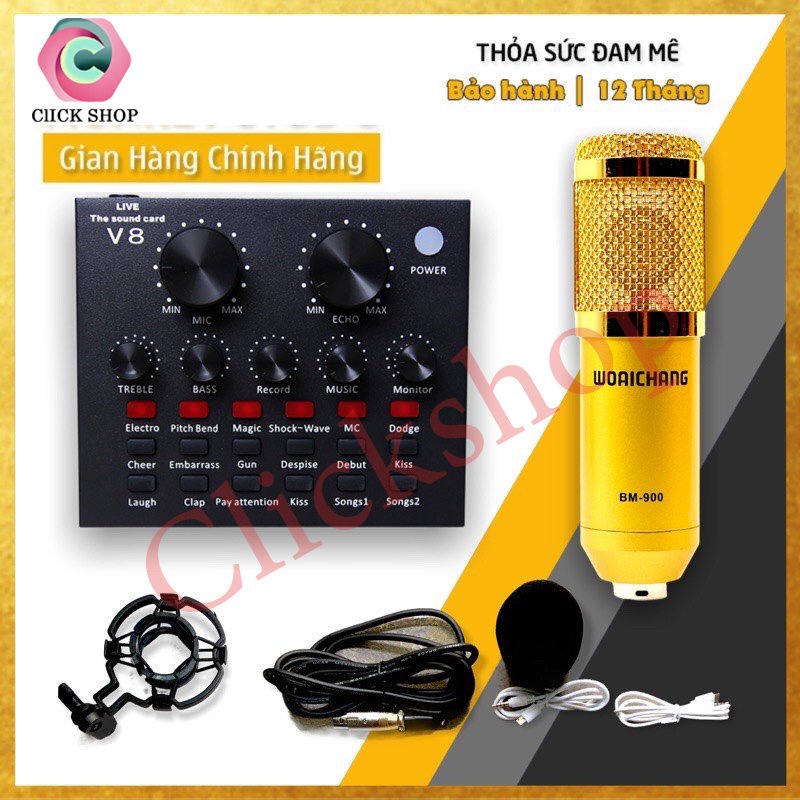 Chọn Bộ Combo Mic Thu Âm Hát Livestream V8 + Mic BM900 ⚡CHÍNH HÃNG BẢO ...